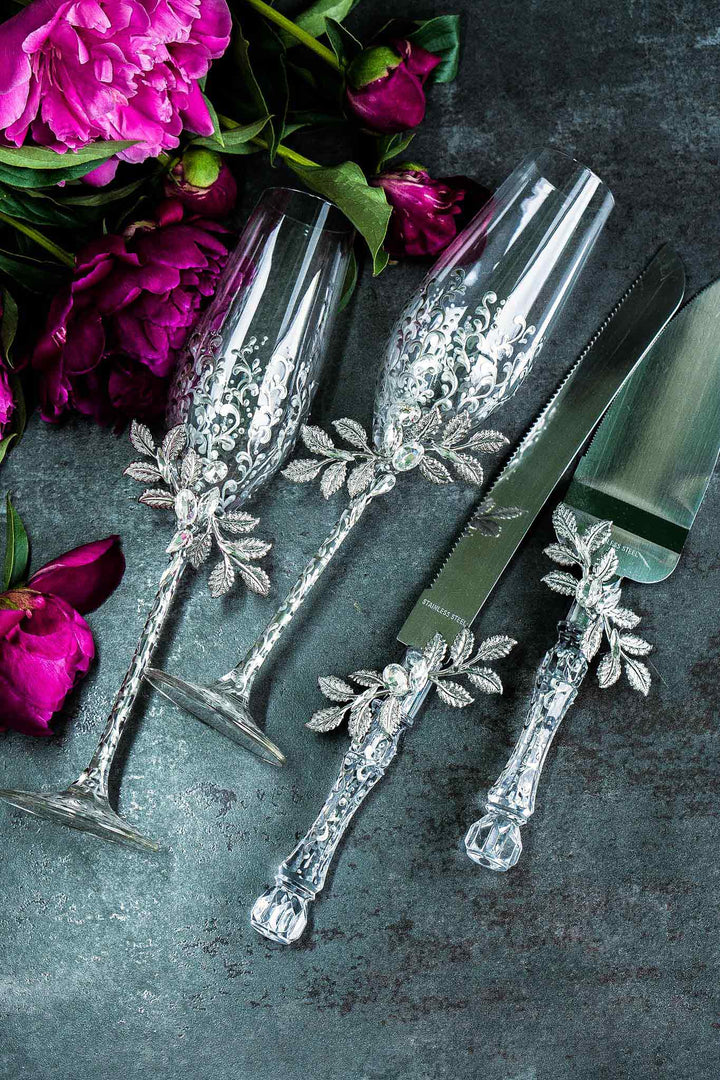 Elegant Wedding Sets: Glasses, Cake Serving, Plates, and More | DiAmoreDS